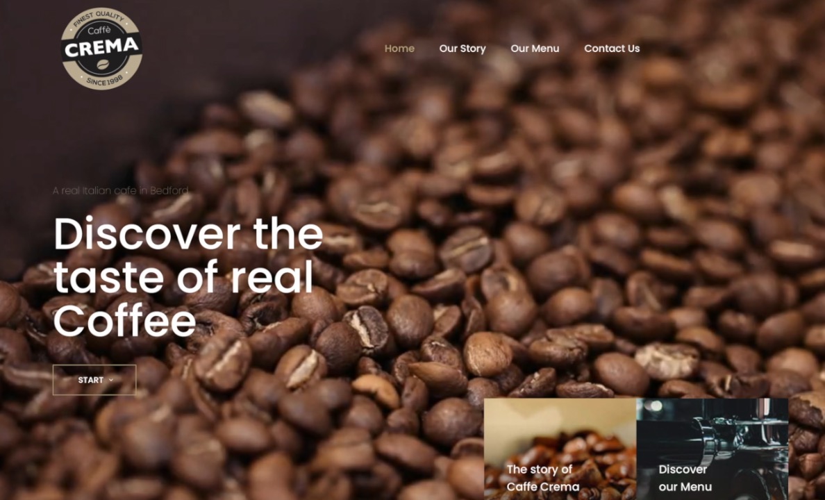 Caffe Crema Website Design by Simply Creative Agency in Bedford